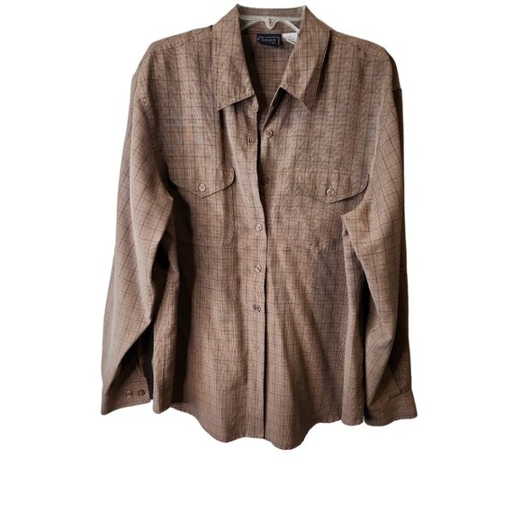 Laura Scott | Tops | Laura Scott Size Xl Womens Top Brown Plaid Button ...